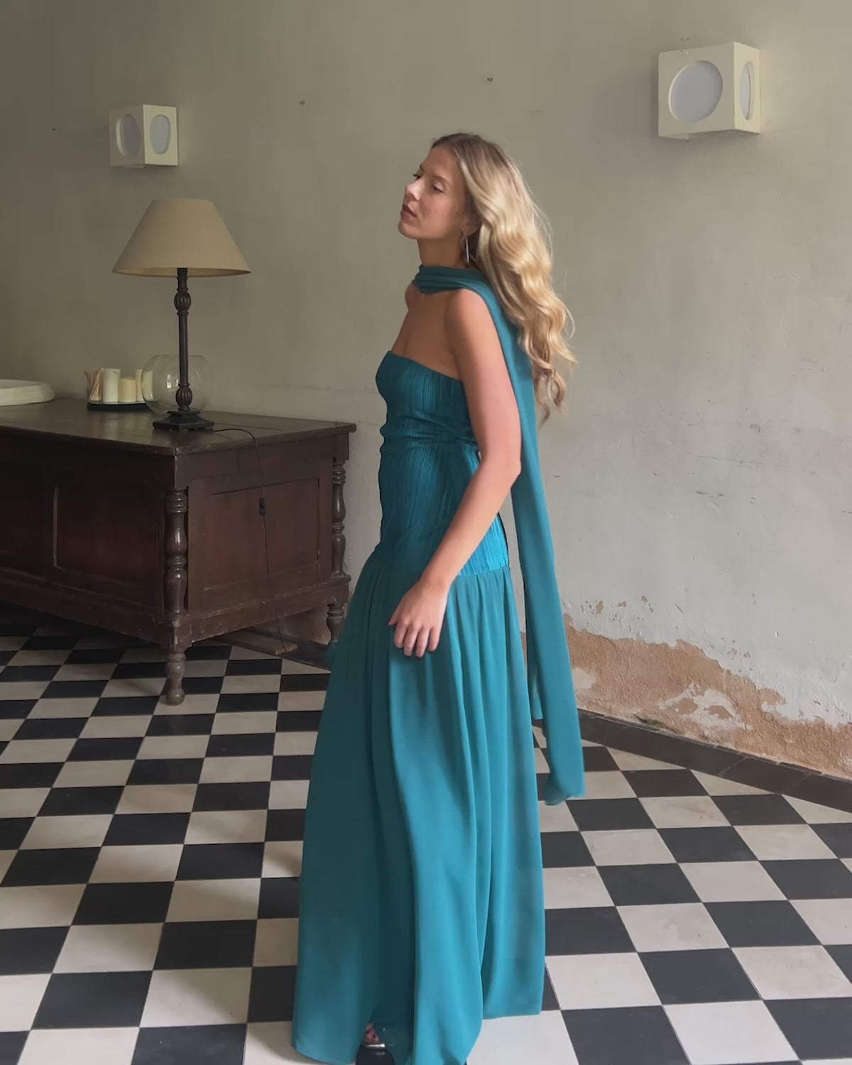 Vestido Maria Azul petróleo